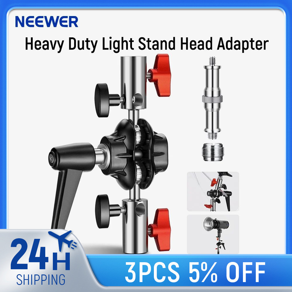 NEEWER Heavy Duty Light Stand Head Adapter with All Metal Dual Swivel ...