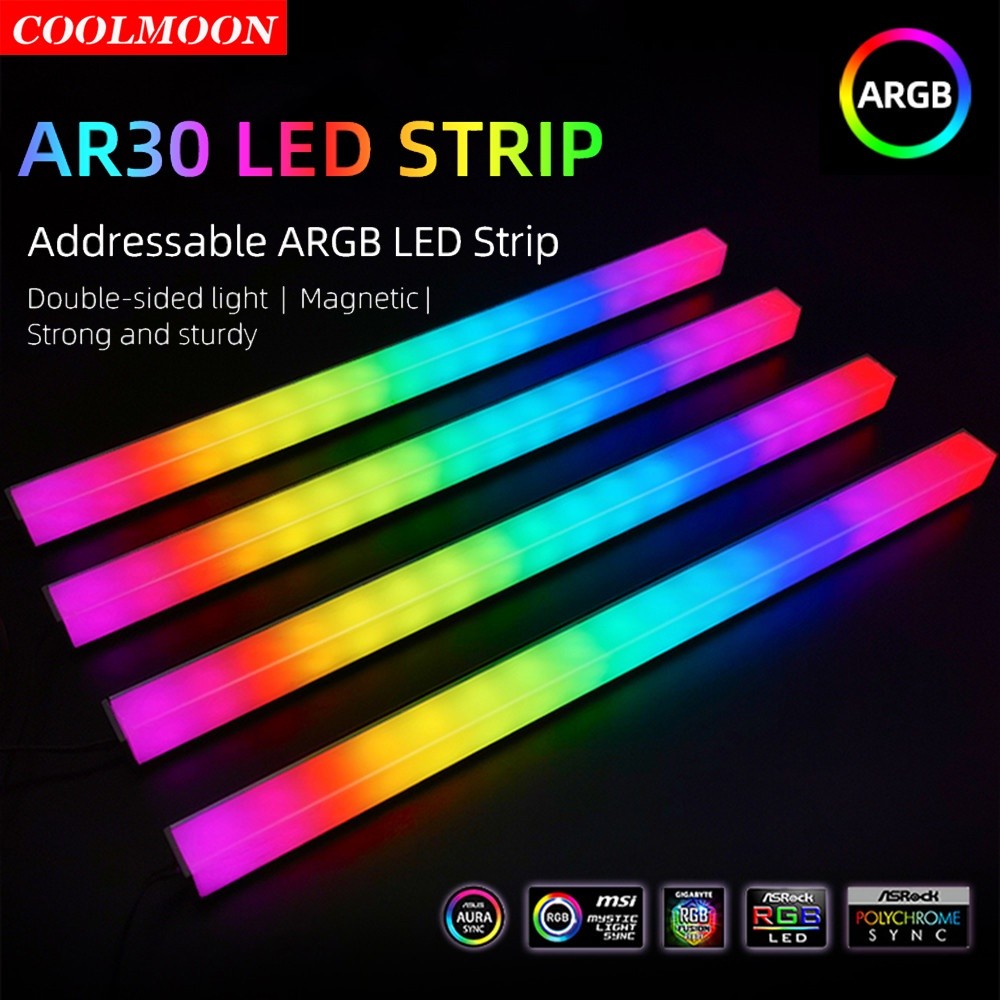in stock COOLMOON 30cm RGB Light Magnetic 5V 3Pin AURA SYNC ARGB PC ...