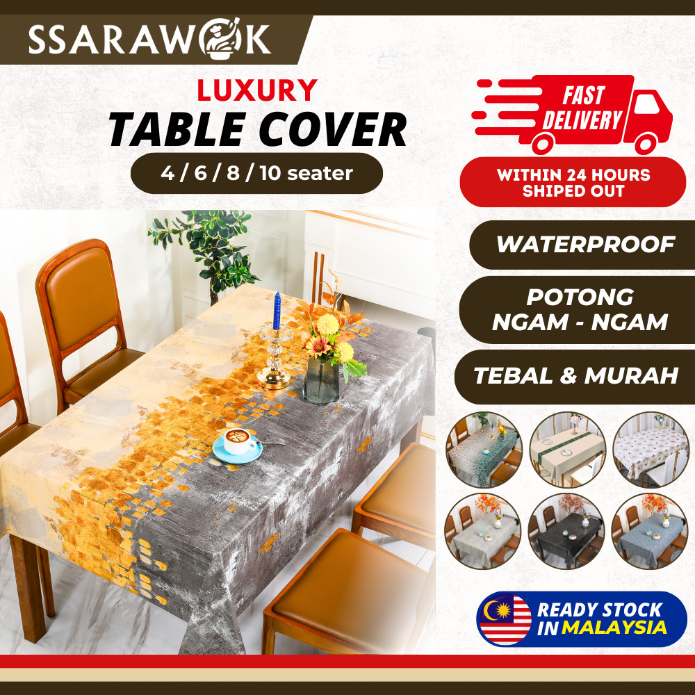 SSARAWOK Luxury Table Cover Table Cloth Alas Meja Tebal Lapik Meja PVC ...