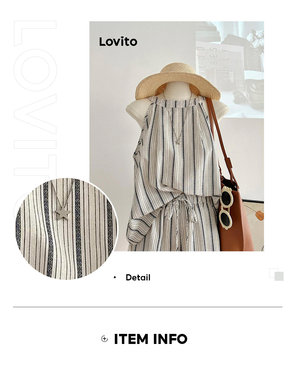 Lovito Casual Sets Striped Lace Up Summer/Spring Sets for Women ...