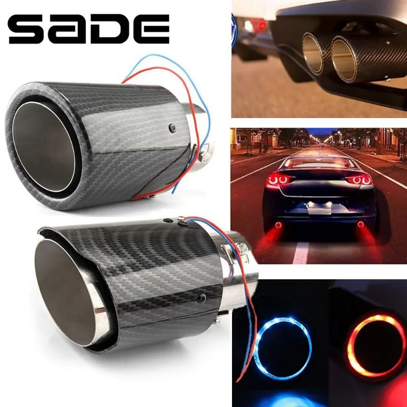 Universal Car Modified Exhaust Muffler Tip Pipe LED Red/Blue Light ...