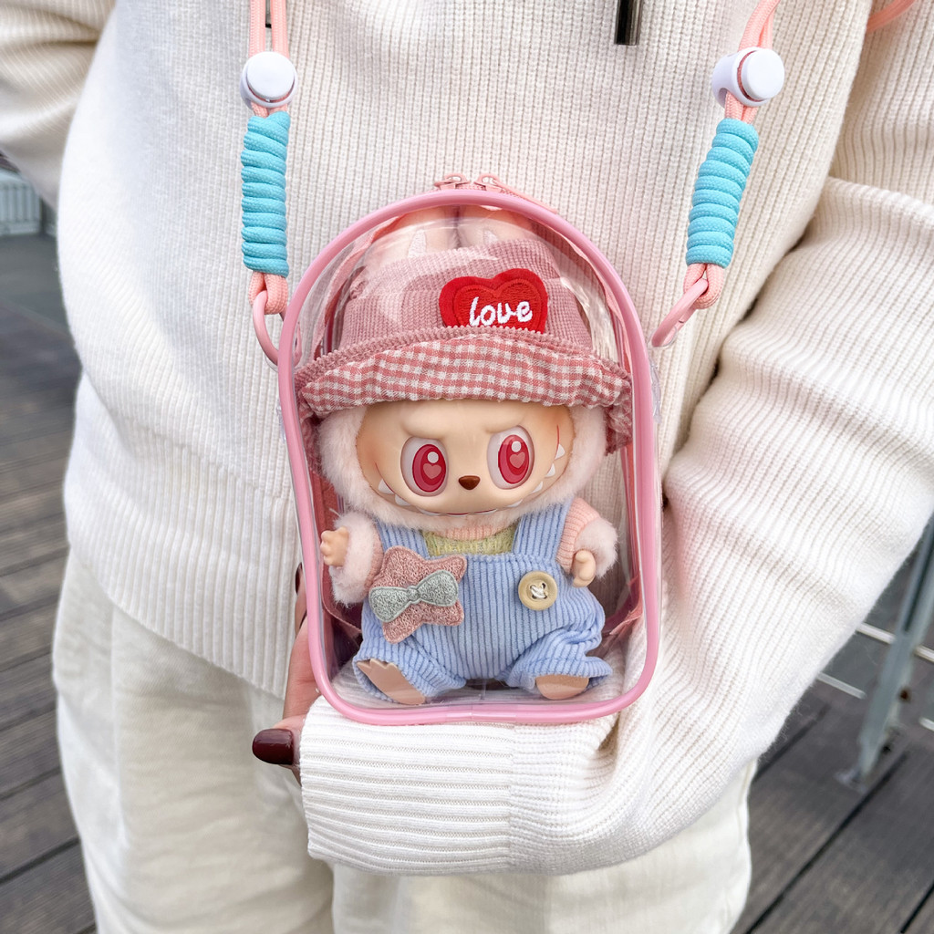 (No dolls)For 15cm Labubu v2 sitting party 15cm cotton doll crossbody ...