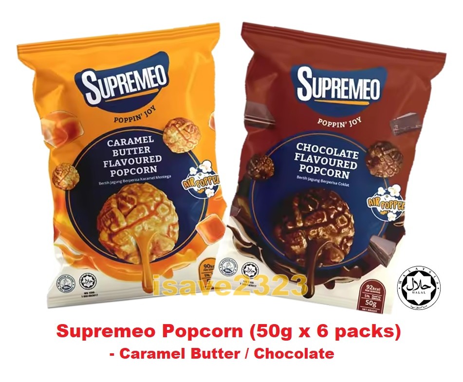 [HALAL] Supremeo Popcorn (50g x 6 Packs) - Caramel Butter / Chocolate ...