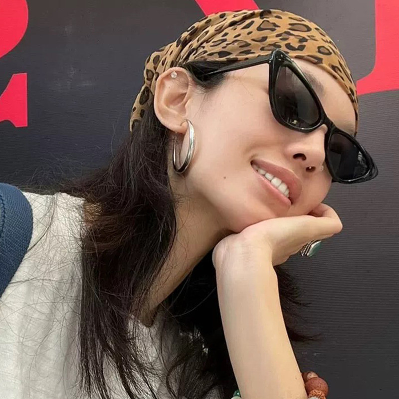 2pcs Retro Y2k Girls Leopard-Print Headscarf - Vintage, Fashionable ...