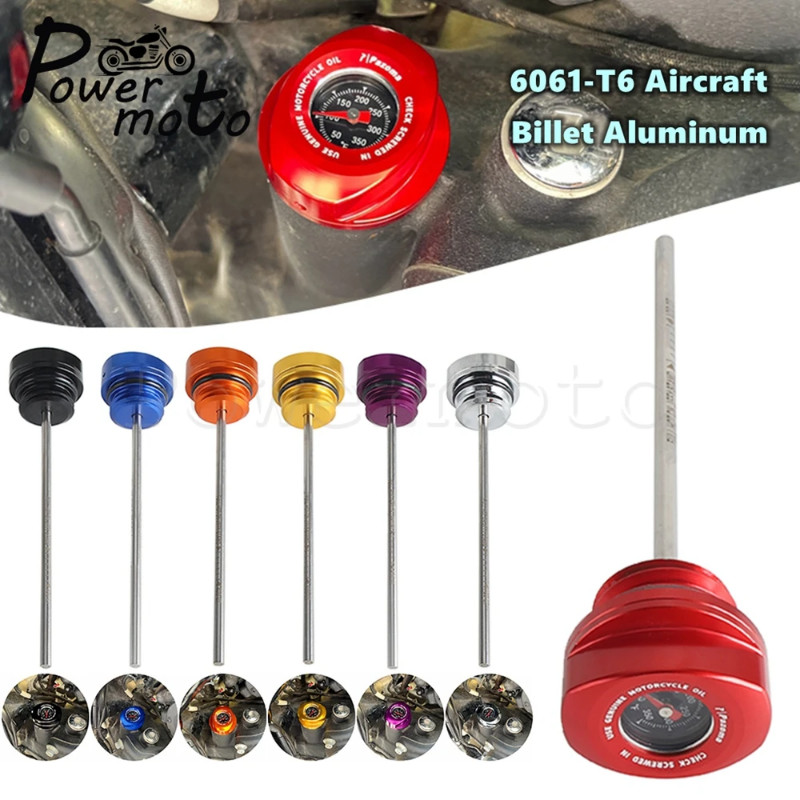 Motorcycle Engine Oil Dipstick W/ Plug Oil Temperature Gauges For ...