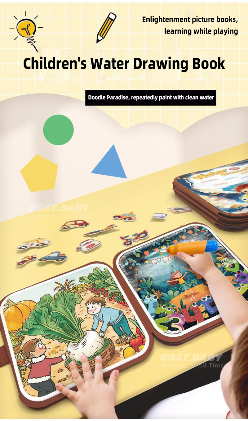 Kids Magic Water Painting Coloring Book Set Sketchbook Drawing ...