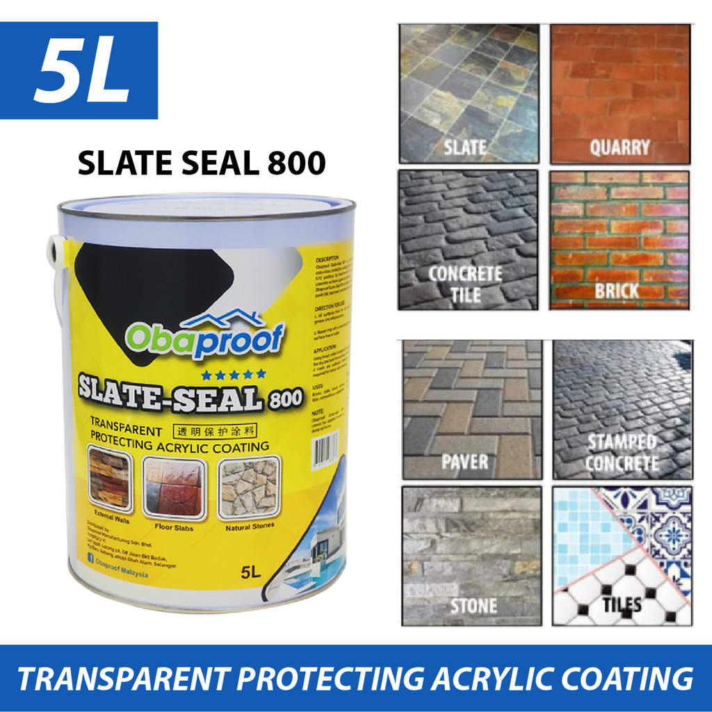 5L Obaproof Slate-Seal 800 Transparent Protecting Acrylic Coating Slate ...