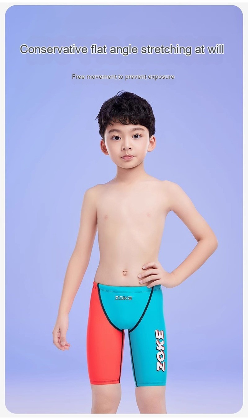 2024 Boys ZOKE swimming trunks Competitive Knee Swimming Shorts Kid ...