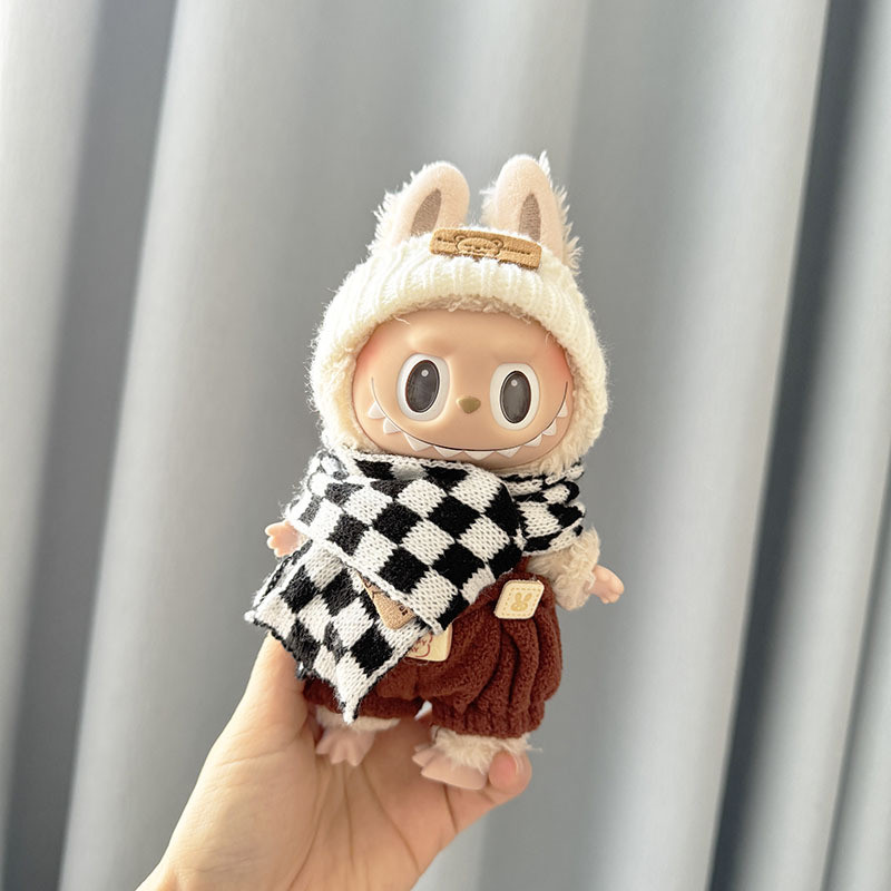 Labubu Clothes Have A Seat Red Plaid Scarf Hat for Labubu V2 V1 ...