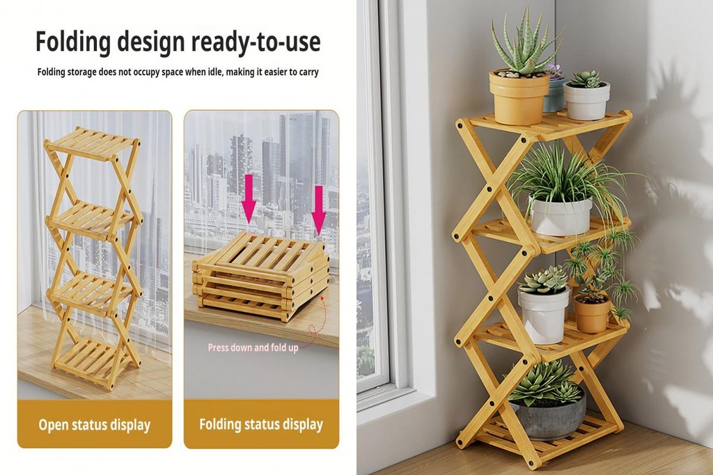 PANDU Multifunctional Plant Rack Photo Frame Display Stand 4-tier ...