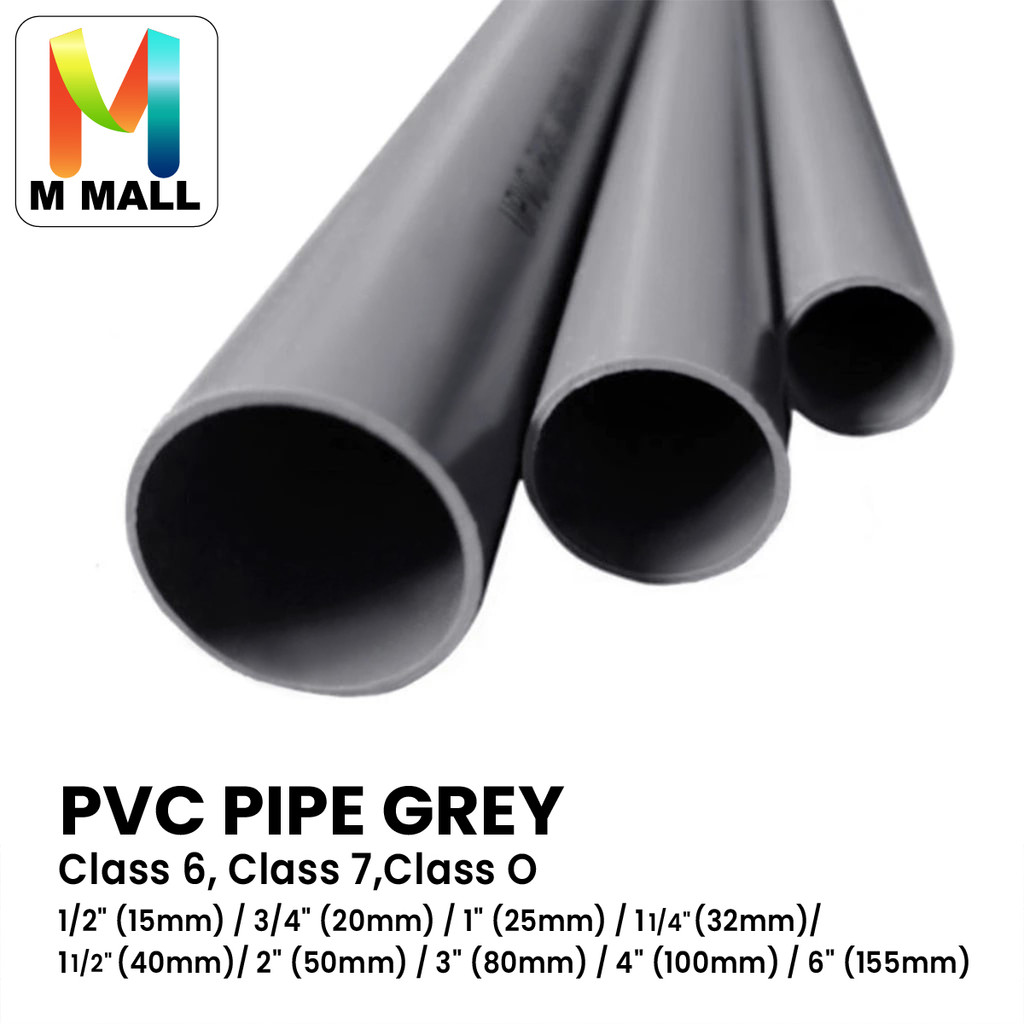4 FEET PVC PIPE GREY PVC Water Pipe C6, C7, CO - 1/2"(15mm)/ 3/4"(20mm)/ 1"(25mm)/ 1 1/4"(32mm ...