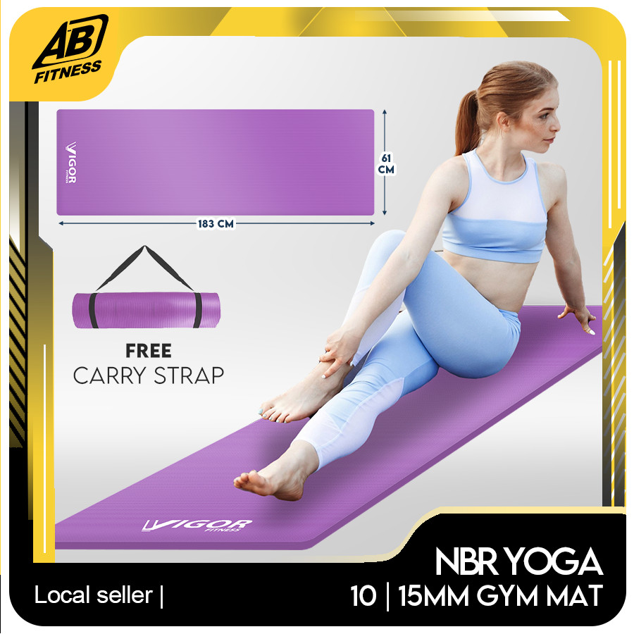 NBR Yoga Mat Extra Thick Non Slip Mat (10mm & 15mm) [Free Strap] / NBR ...