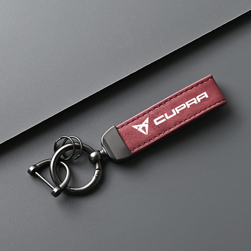 Suede Car Logo Keychain Leather Zinc Alloy Car Key Ring For Leon Cupra ...