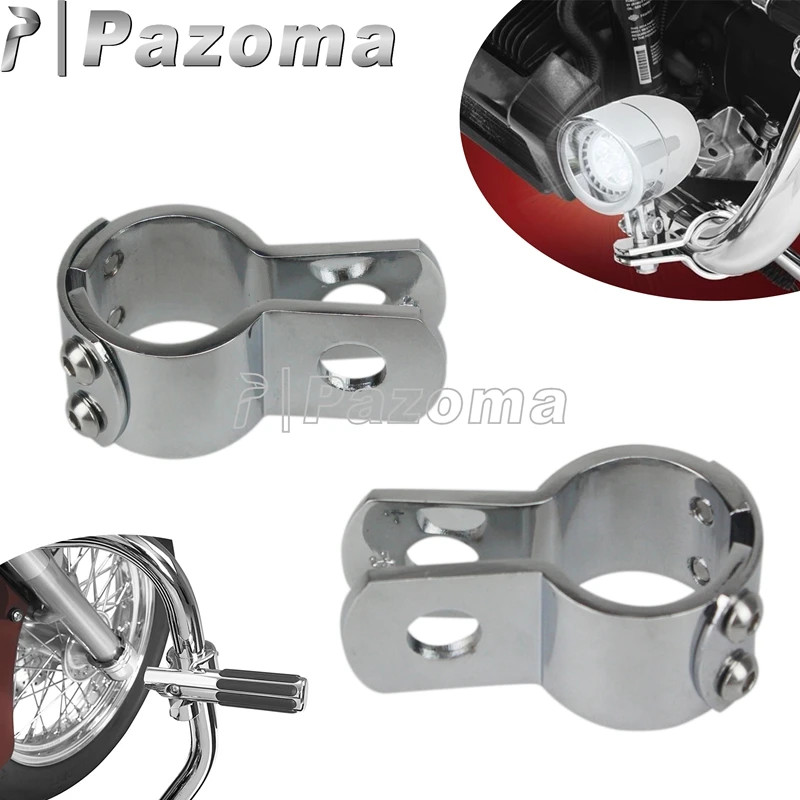 1 Pair 1 1/2" Chrome Motorcycle Highway Crash Bar Clamps Motor Foot Peg ...