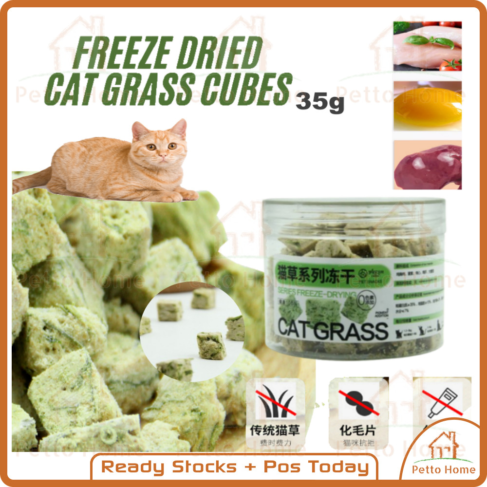 Freeze Dried Pure Raw Meat Chicken Cat Grass Cube 35g Hairball Removal ...