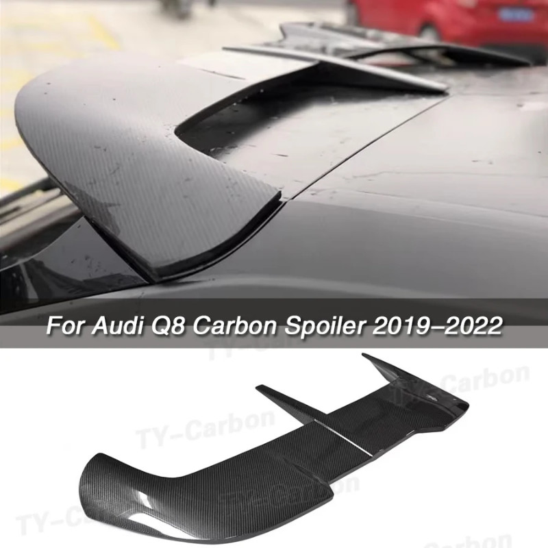 Rear Trunk Roof Spoiler Lip Wing For Audi Q8 4 Door Real Carbon Fiber ...