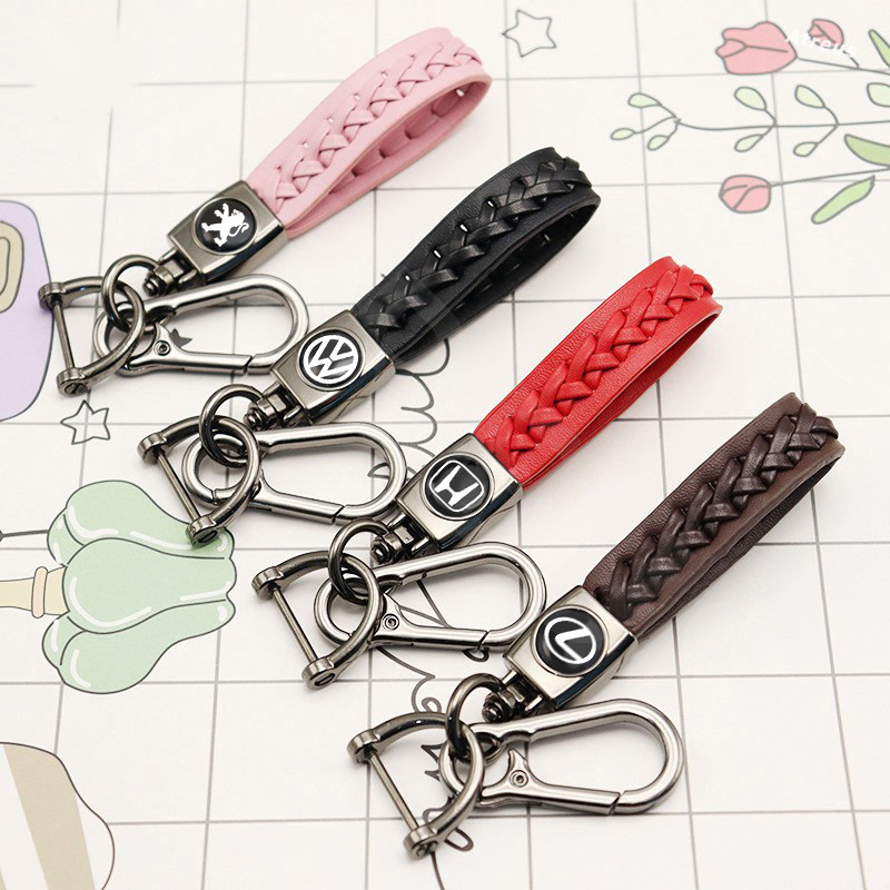 Volvo Car Logo Keychain Fashion Car Leather Key Chain Remote Control ...