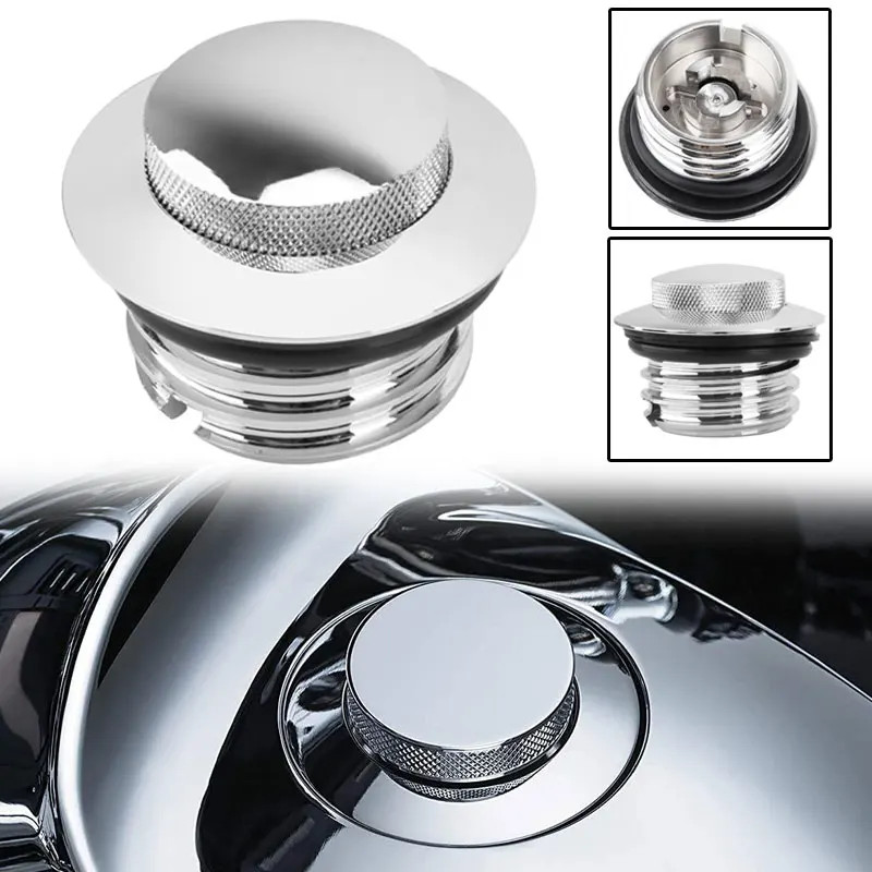 Motorcycle Chrome Fuel Gas Oil Tank Cap Pop-Up Clockwise Vented Cover ...