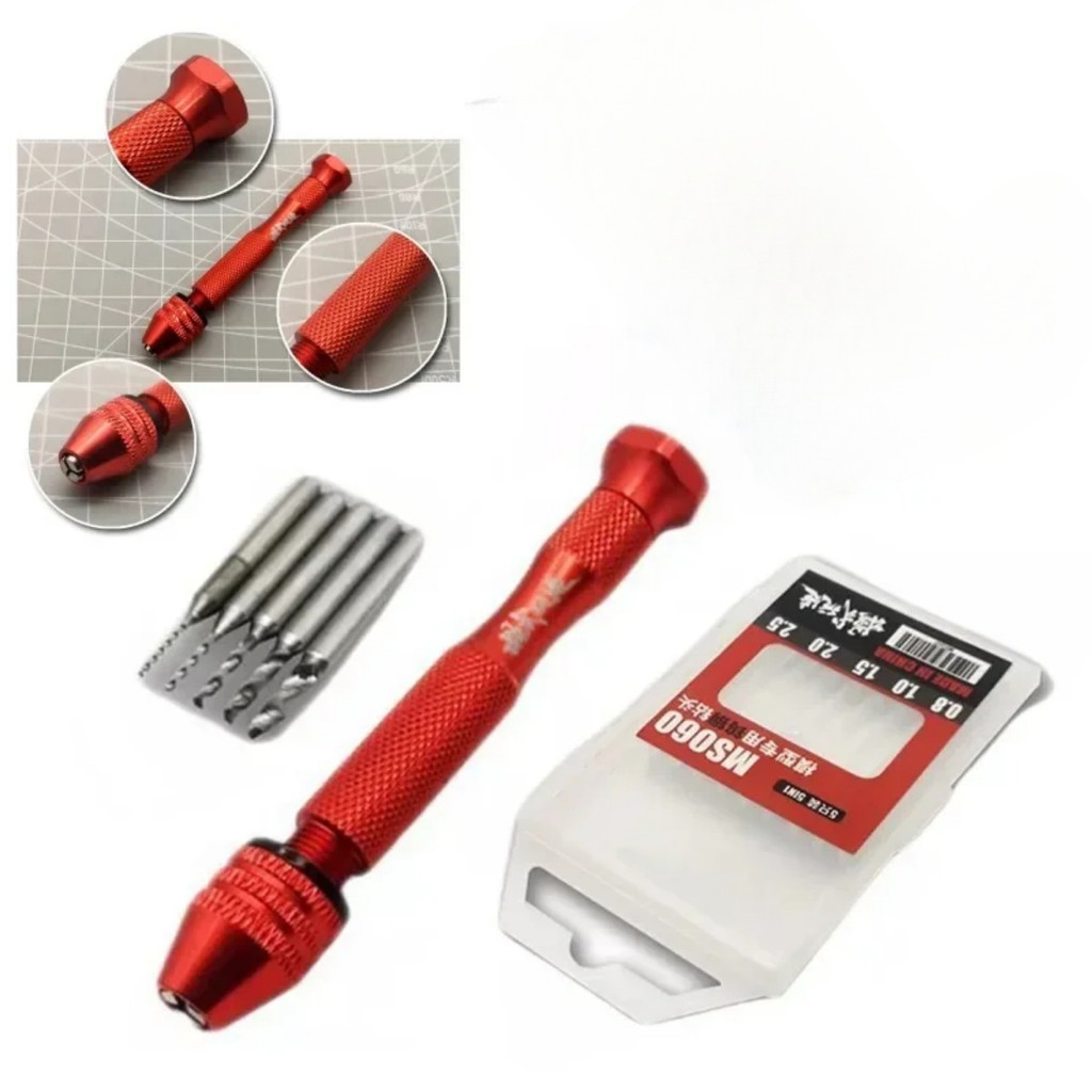 MS060 Tungsten Steel Hand Drill Set Lightweight Hand Twist Drill with 5pcs Drill Bits Match ...