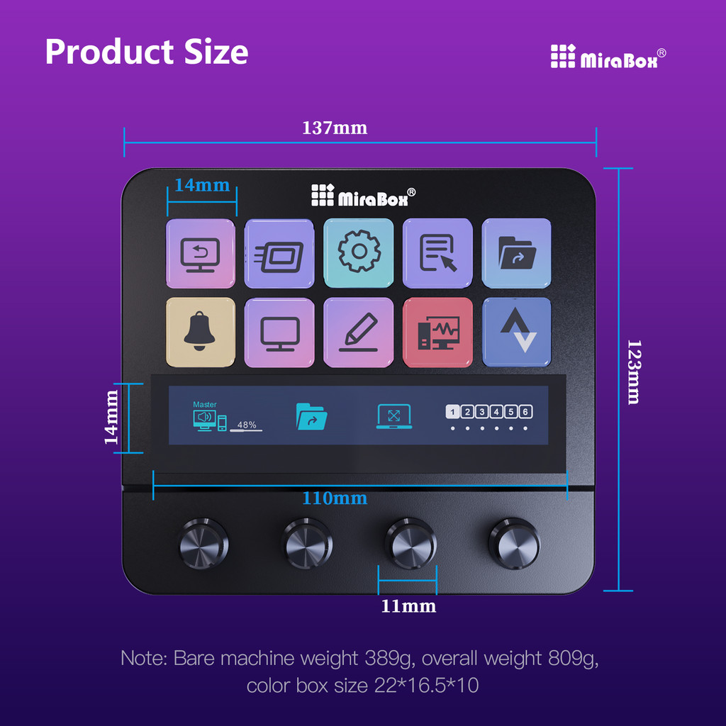 MBox N4 Stream Deck With Knob Mirabox StreamDeck LCD Button Live ...