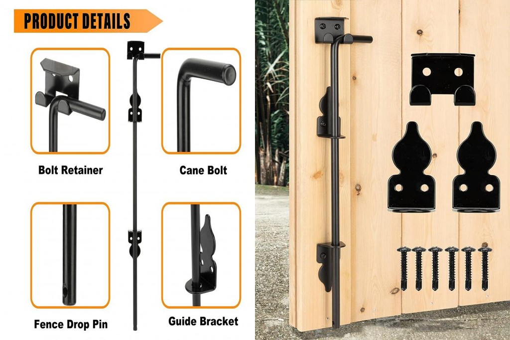 wanpanyu Heavy Duty Gate Latch Fence Gate Latch 12 Inch Metal Cane Bolt ...
