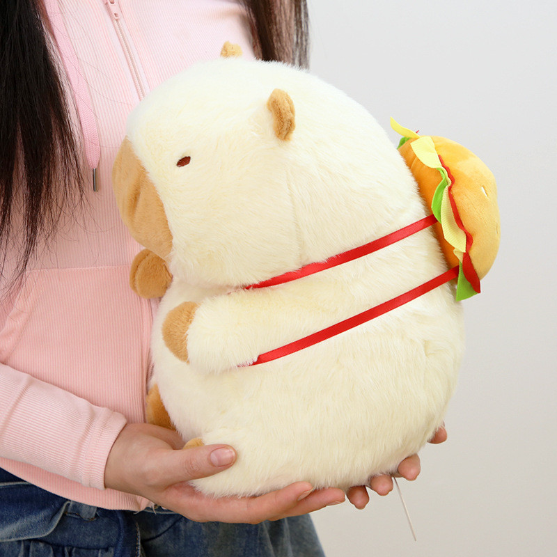 Creamy White Capybara Burger Backpack Plush Doll Cute Cartoon Stuffed ...