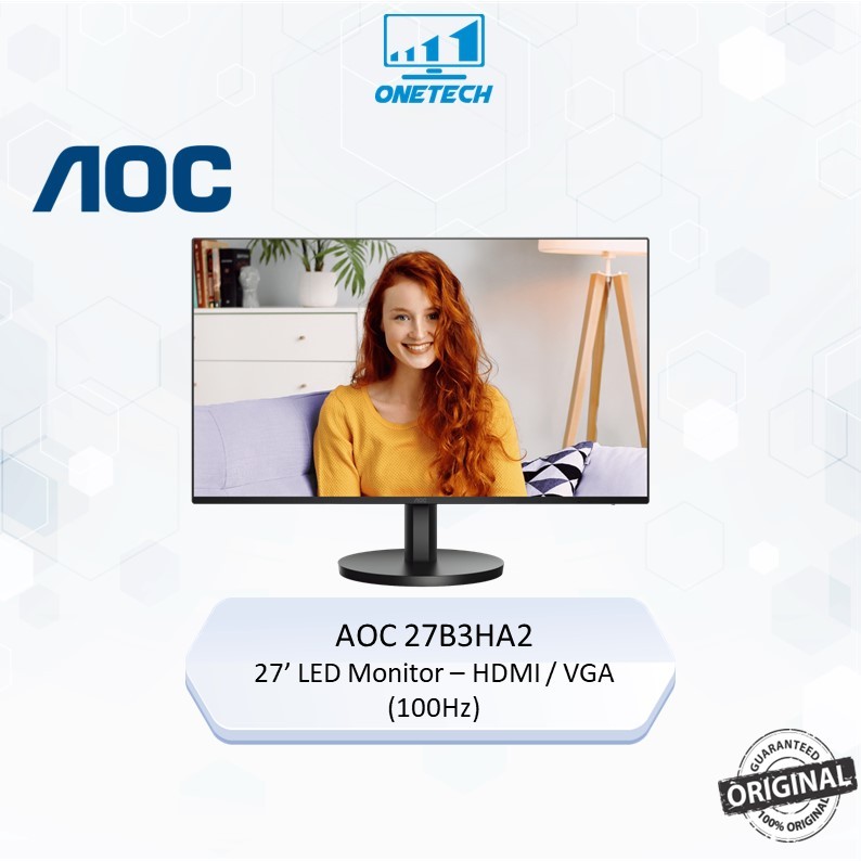 27" AOC 27B3HA2 Led Monitor Fhd With Speaker - (100HZ) (HDMI x1, VGA x1 ...
