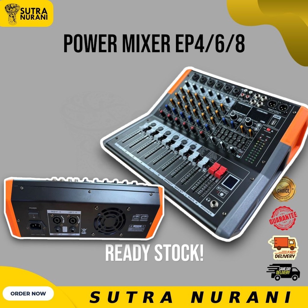 Powered Mixer 2x400W EP4 / EP6 / EP8 – Audio Power Mixer Profesional Karaoke & Multifungsi ...
