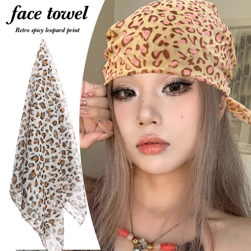 Y2K Spice Girls Leopard Headscarf - Women's Bandana Headband - Dark ...