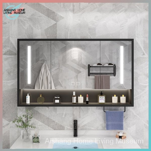 in stock Solid Wood Smart Bathroom Mirror Cabinet Separate Wall-Mounted ...