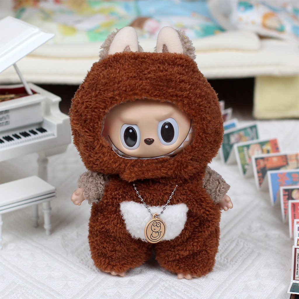 [Clothes only] For 17cm Labubu v1 baby clothes vinyl pendant doll doll ...