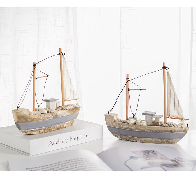 Wooden Home Decor Vintage Nautical Sailing Wood Display Model Ship ...