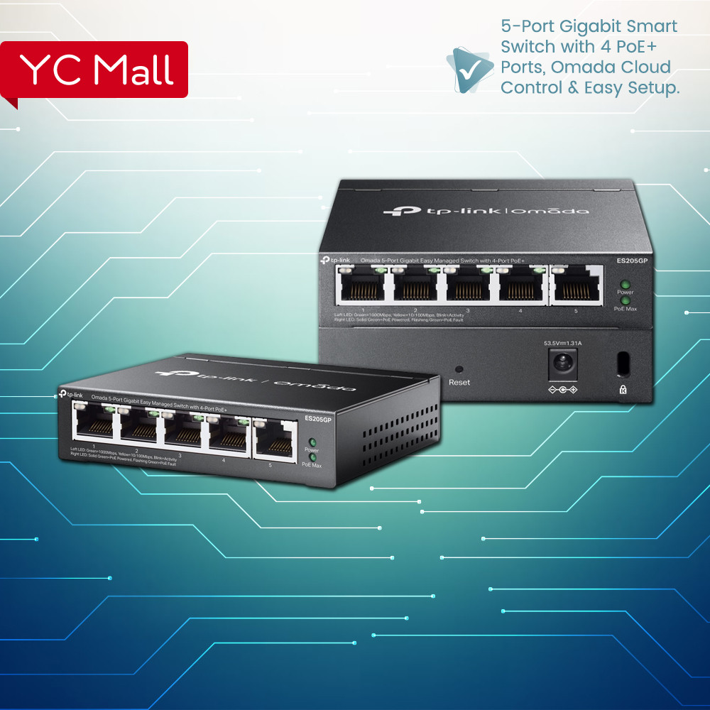TP-Link ES205GP Omada 5-Port Gigabit Easy Smart Managed Switch with 4 ...
