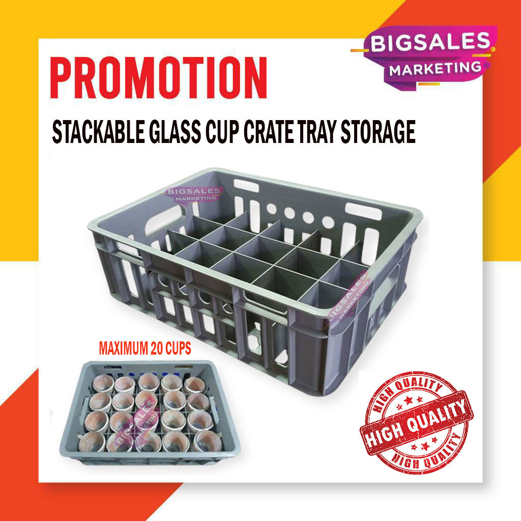 BIGSALES Stackable Glass Cup Crate Storage Container Box/ Kotak ...
