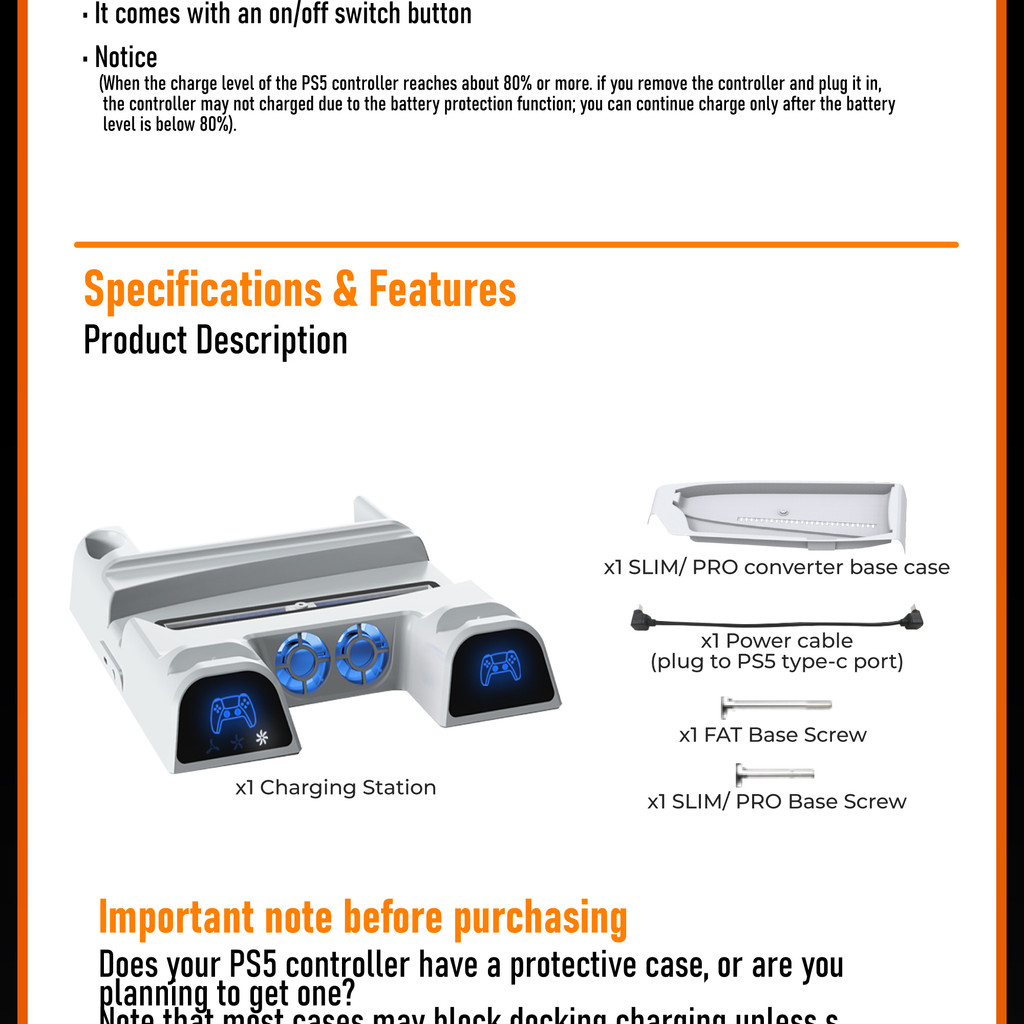 DOBE PS5 FAT SLIM PRO Multifunction Cooling Stand Console Cooling fan ...