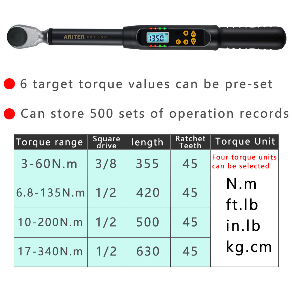 3/8" 1/2" Digital Torque Wrench Professional Adjustable High Accuracy Bike Car Bicycle Repair ...