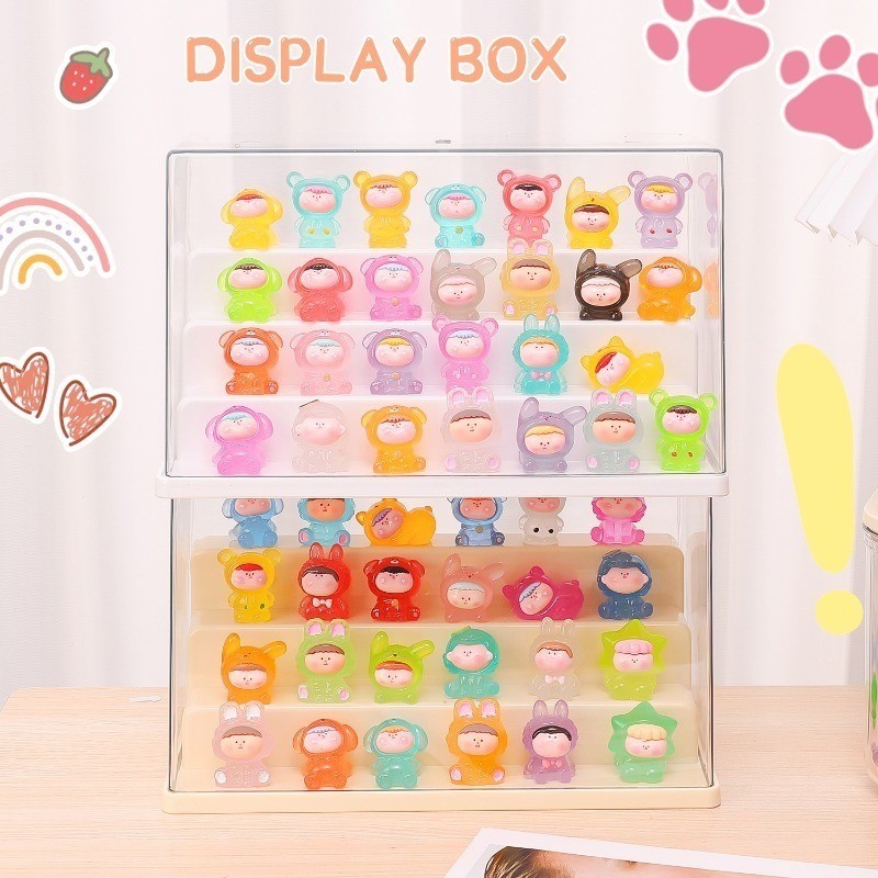 Transparent Four Layers Dolls Display Box Action Figures Dust Proof