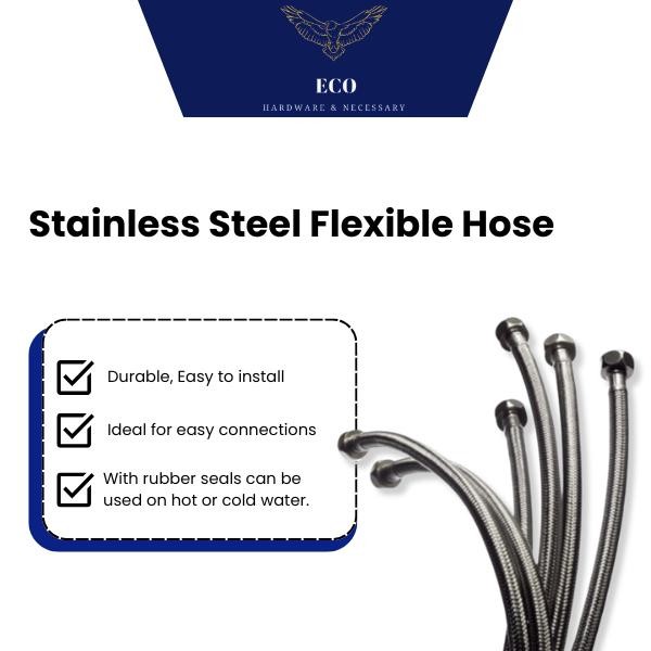 ECO HARDWARE Heavy Duty Stainless Steel SUS304/PVC High Pressure Flexible Hose Connection Pipe ...