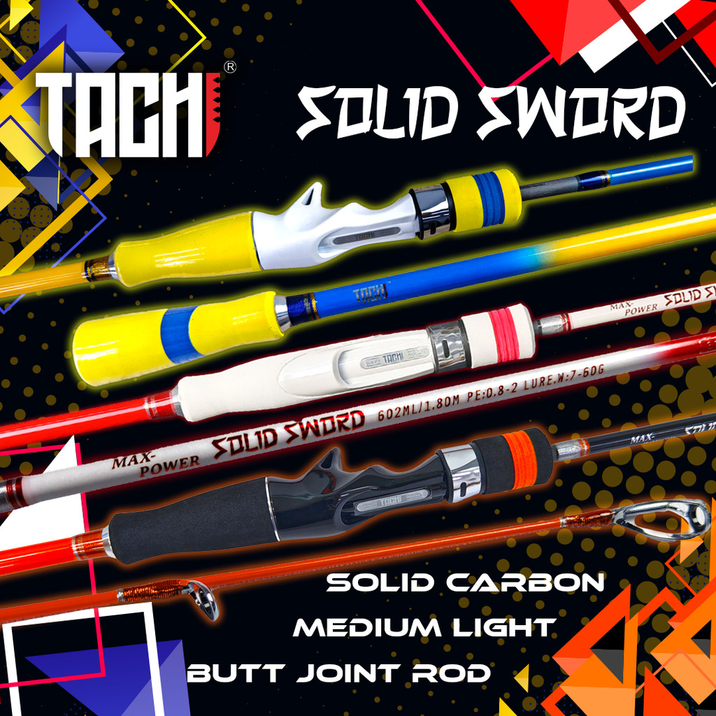New 2025 TACHI SOLID SWORD ROD 6" Kaki Butt Joint 2 PCS Fishing Rod M ...