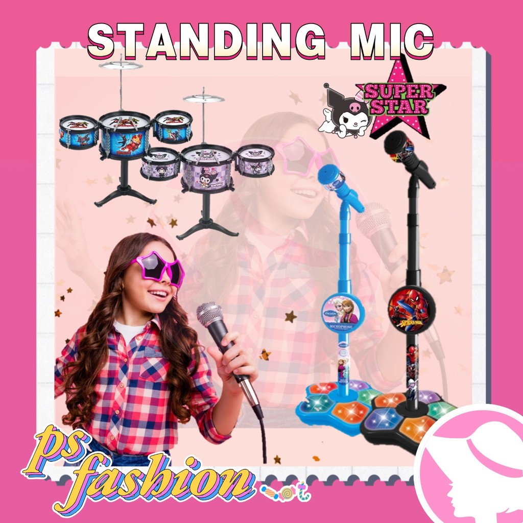 Microphone Standing Kids Toys Singing Mic Toy Karaoke Mic with Light ...
