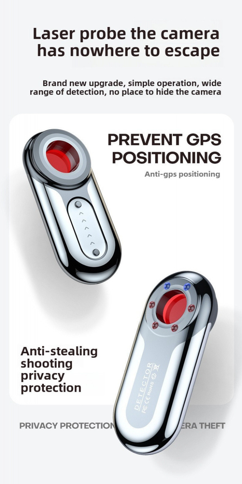 AK470 Hidden Camera Detector Device Anti Spy Hidden Camera Spy Bathroom ...