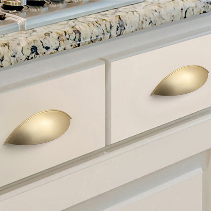Shell Drawer Handle Surface-Mounted Semi-Round Cabinet Handle Gold ...