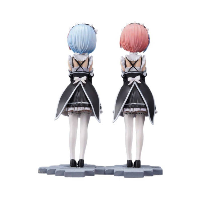 Lovely Pvc Rem And Ram Childhood Figures Eye-catching Girl Models Anime ...