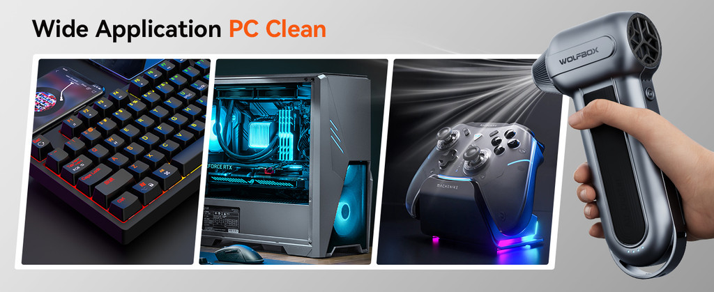 WOLFBOX MF100 Handheld Fan & Air Blower - 150,000 RPM High Speed, USB ...