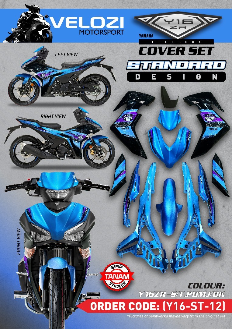 100% ORIGINAL VELOZI BUTTERFLY SIAP TANAM / TAMPAL COVER SET Y15 Y16 V1 ...