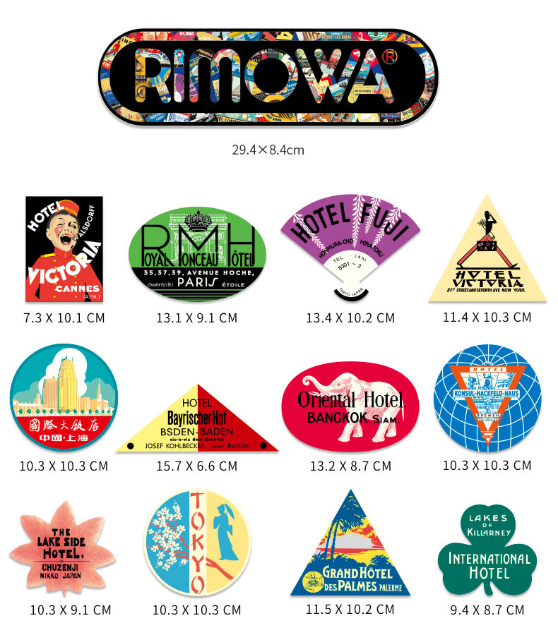 42 Pieces Large Sheet rimowa Luggage Stickers Retro Waterproof Suitcase ...