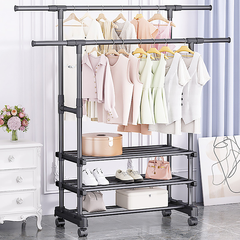 Max 150cm Extractable Double Pole Clothes Rack Cloth Garment Pants ...