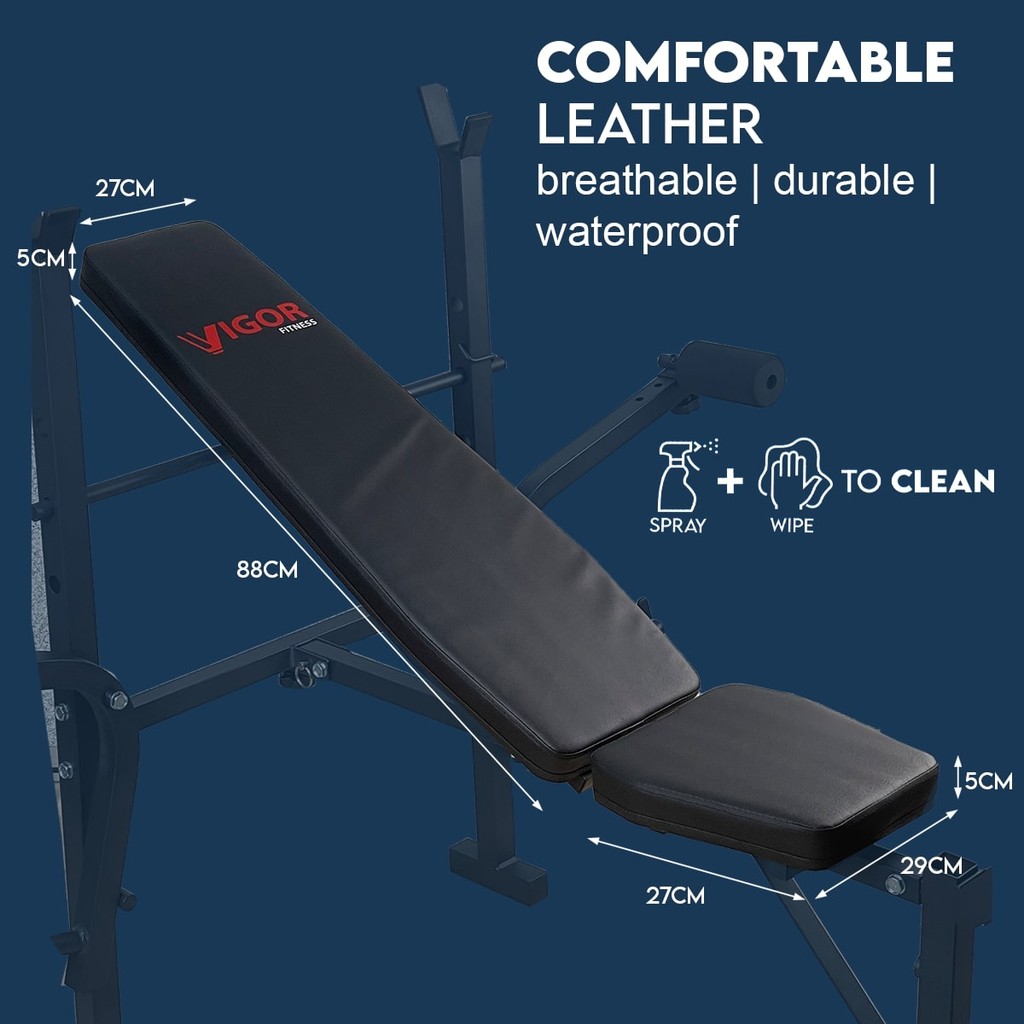 Vigor Fitness Barbell Press Weightlifting Bench With Preacher Curl Pad ...