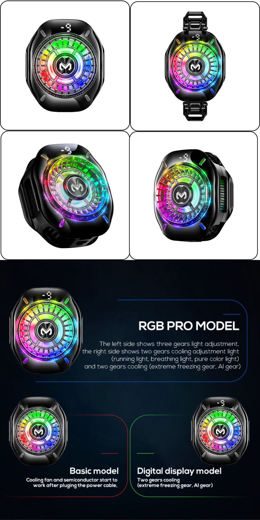 MEMO CX10 New 2025 Phone Cooler with RGB Lights Digital Display ...