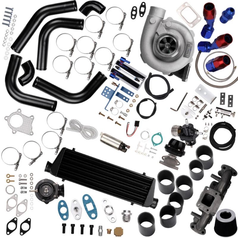 Maxpeedingrods T3/T4 Turbocharger Turbo+Manifold+Intercooler+Piping+BOV ...
